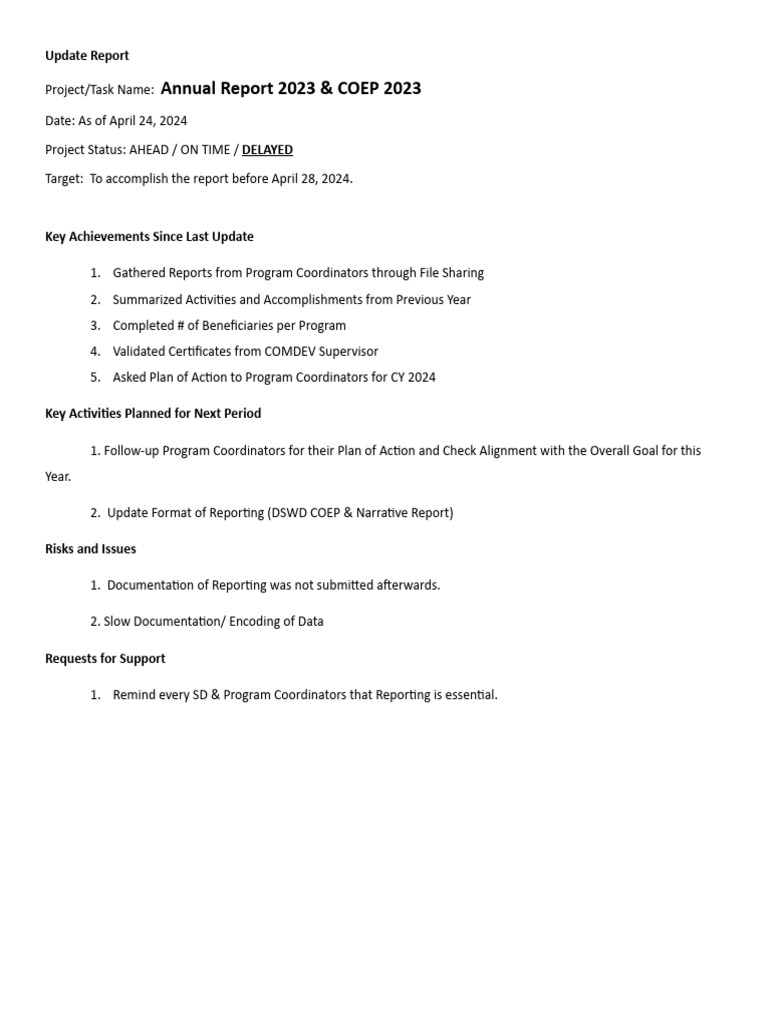 Admin Report-ManCom | PDF