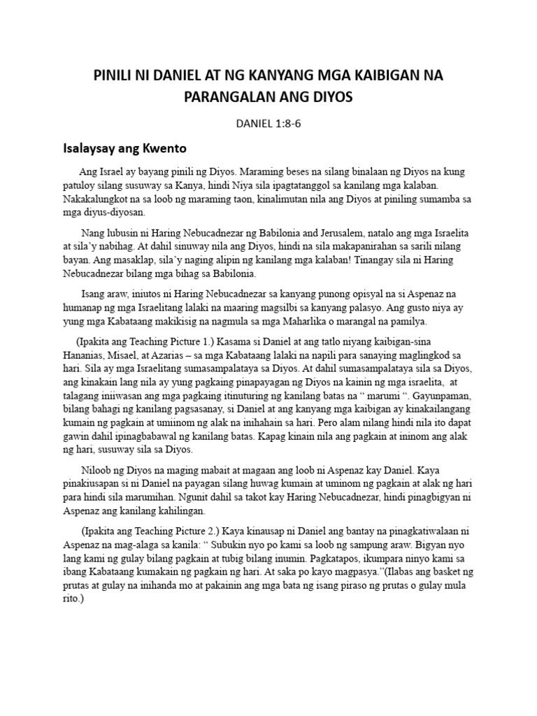 Pinili Ni Daniel at NG Kanyang Mga Kaibigan Na Parangalan Ang Diyos | PDF