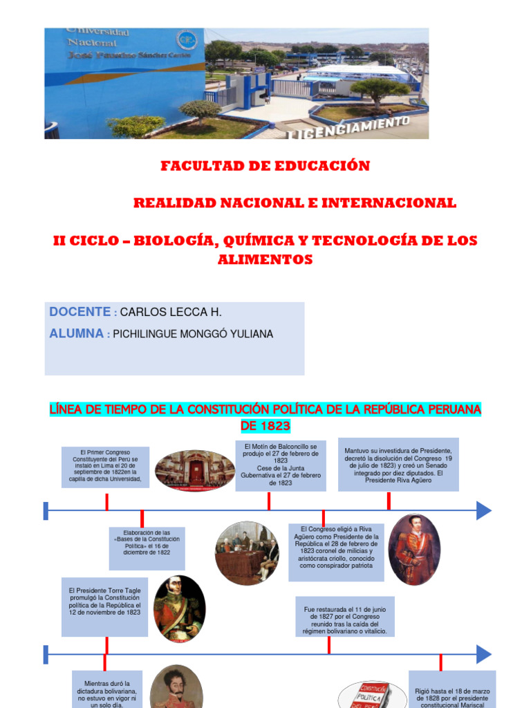 Línea de Tiempo de La Constitución Política de La República Peruana de ...
