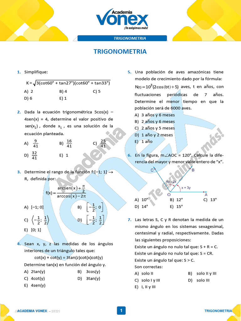Facebook Live - Uni - Enero 2023 - Alg | PDF | Trigonometría | Geometría triangular