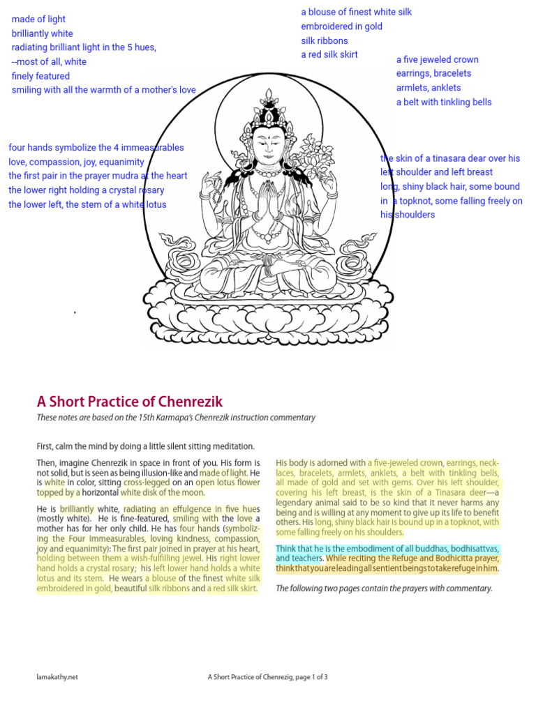 Chenrezig Meditation Practice Guide | PDF | Mantra | Schools Of Buddhism