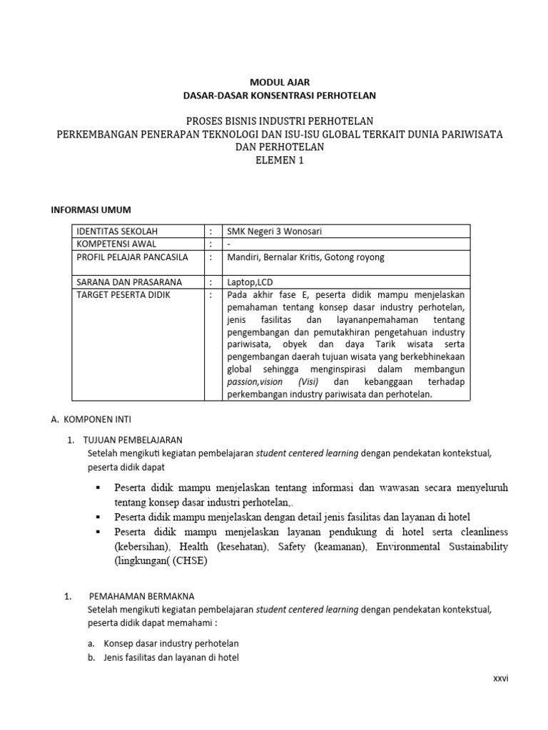 Modul Ajar Industri Perhotelan | PDF Modul Ajar Industri Perhotelan | PDF