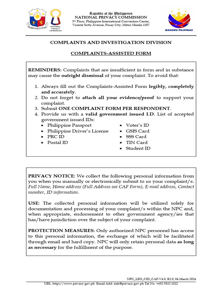 2024.03.04 CAF - Complaints Assisted Form 2 | PDF | Complaint ...
