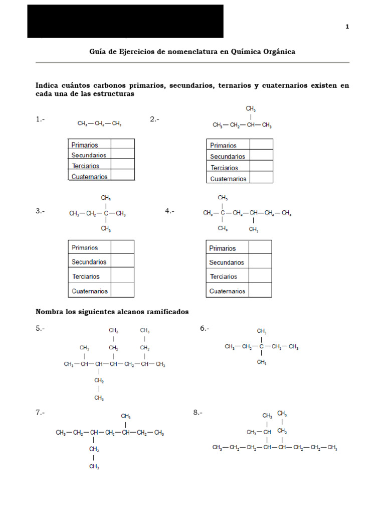 Ejercicios De Nomenclatura Química Orgánica Pdf Ester éter