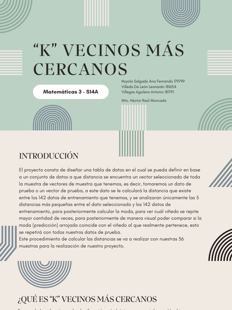 K Vecinos Más Cercanos | PDF | Datos | Matemáticas Aplicadas