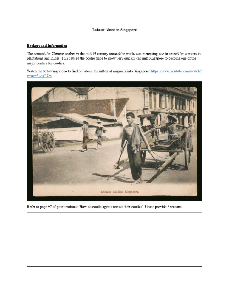 Coolie Labor and Abuse in Singapore | PDF | Labor