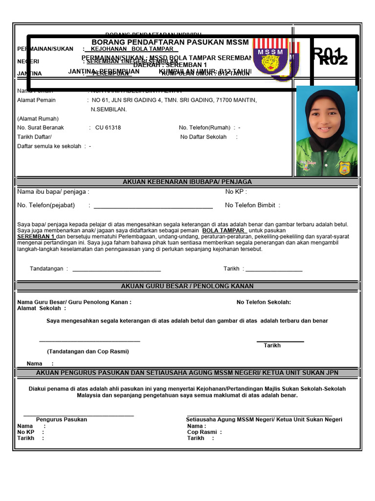 Borang R01 Dan R02-2 | PDF