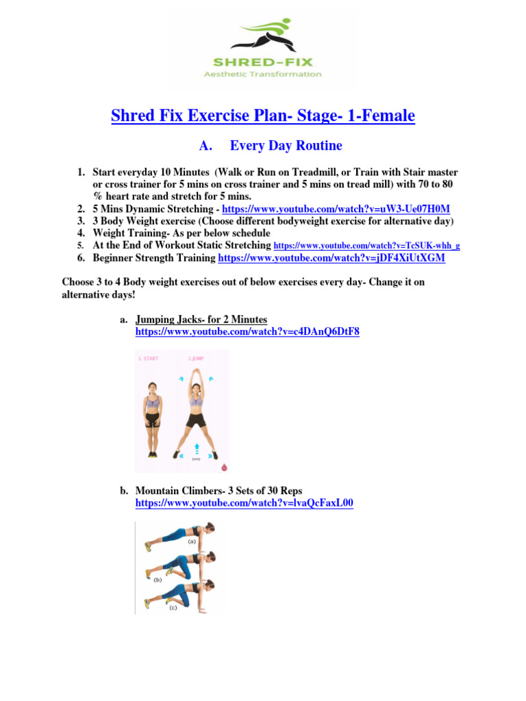 2.shred - Fix - Stage 1 - Gym Workout Plan | PDF | Strength Training | Physical Exercise