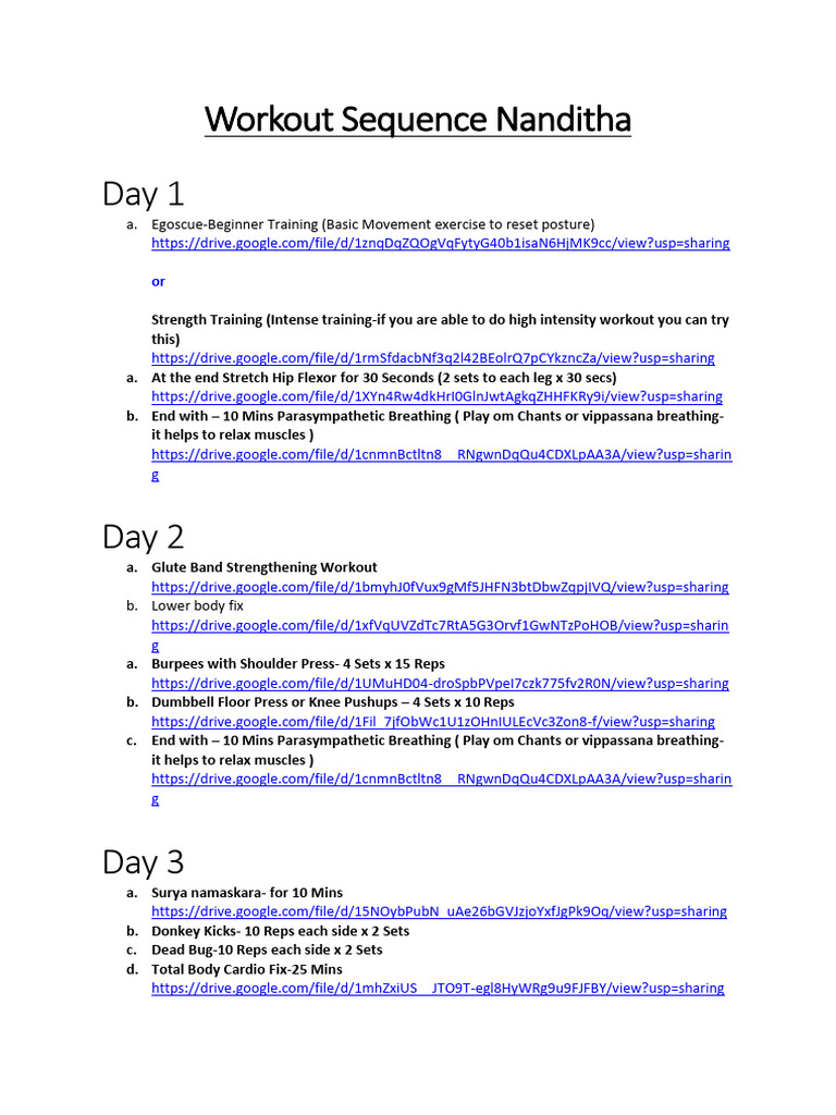 2.workout Sequence Nanditha - S1 | PDF | Kettlebell | Strength Training