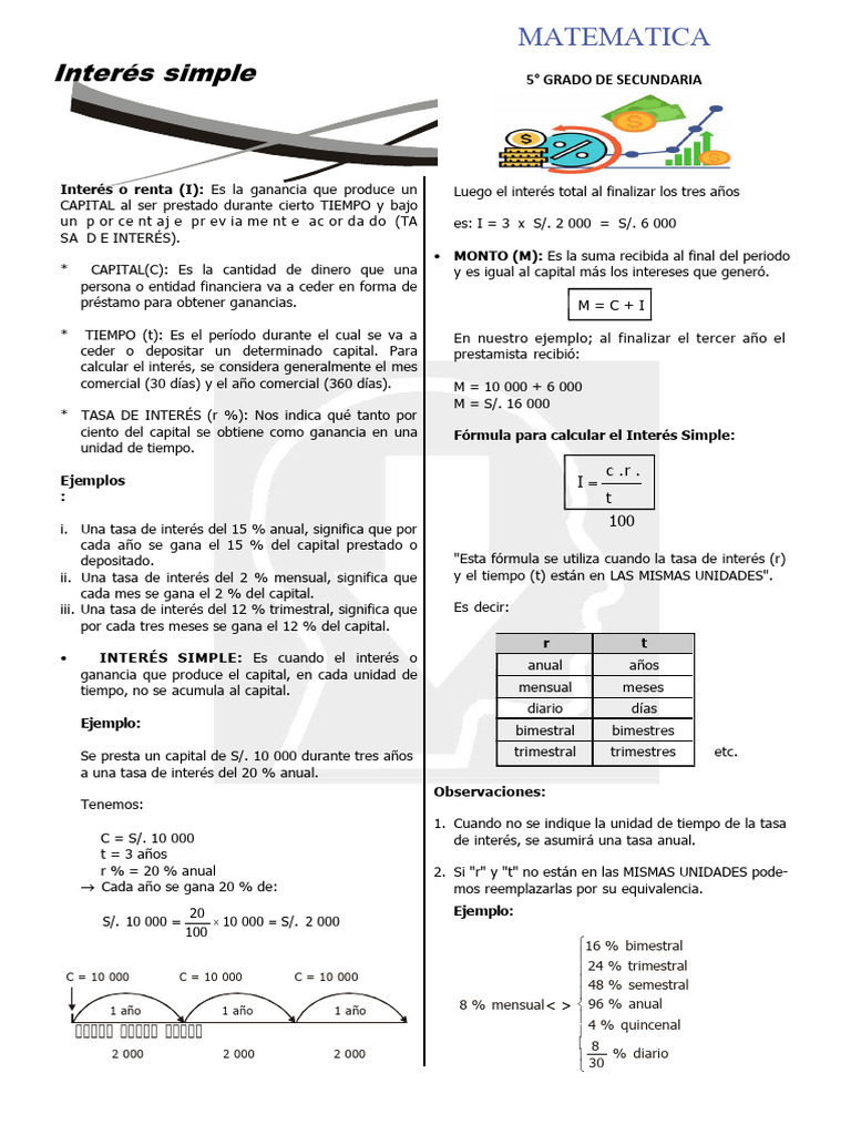 Ficha de Interes-Simple | Descargar gratis PDF | Interés | Distribución ...