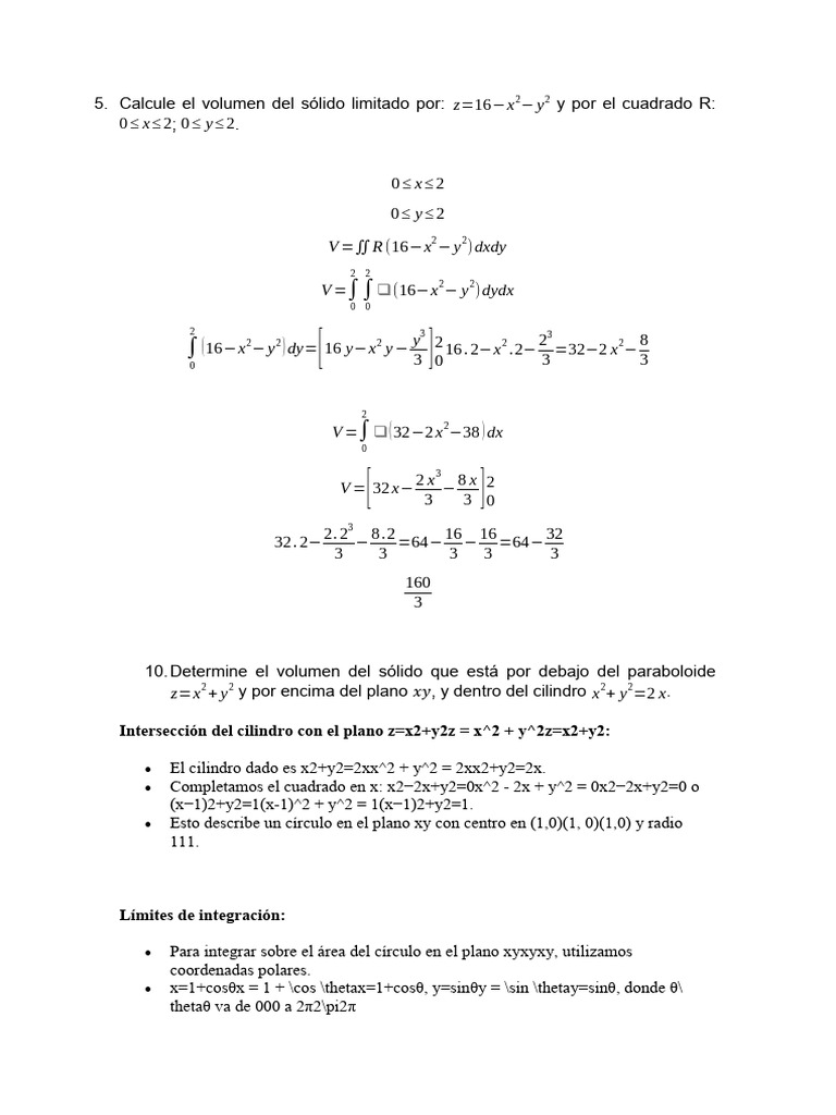 Ejercicio 5 y 10 | PDF | Integral | Geometría Elemental