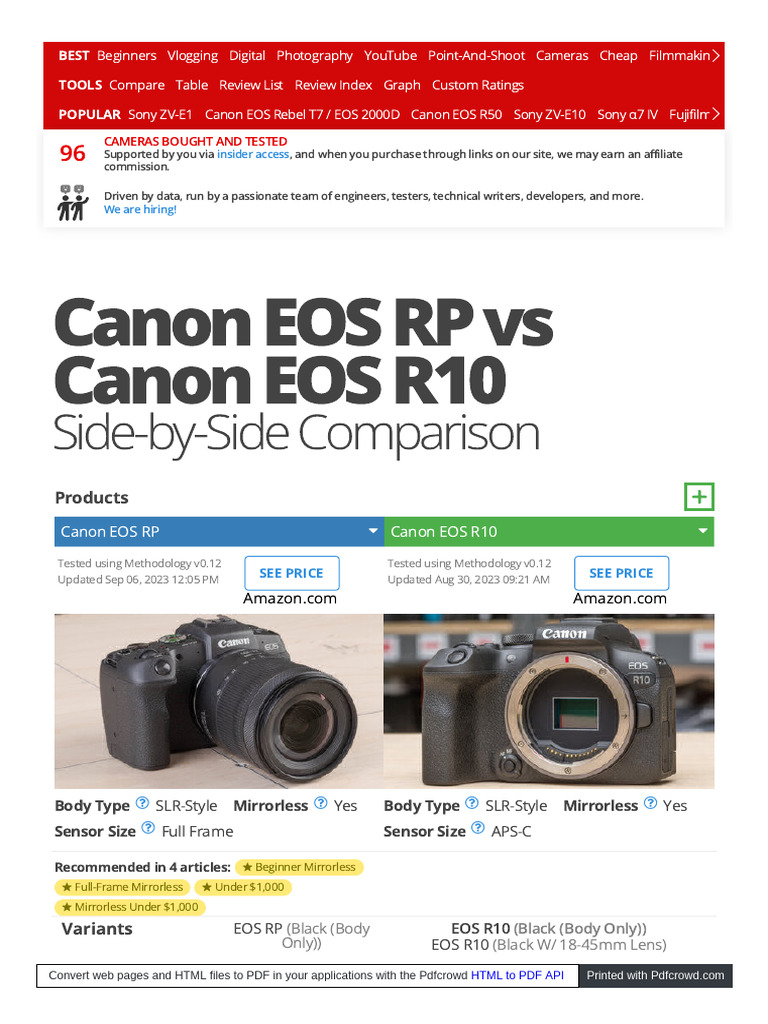 Tools To Compare Cameras | PDF | Frame Rate | Canon Eos