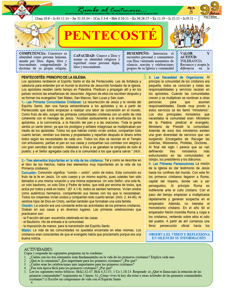 Pentecosté S: 3. Las Necesidad de Organizarse | PDF | eucaristía | Apóstol