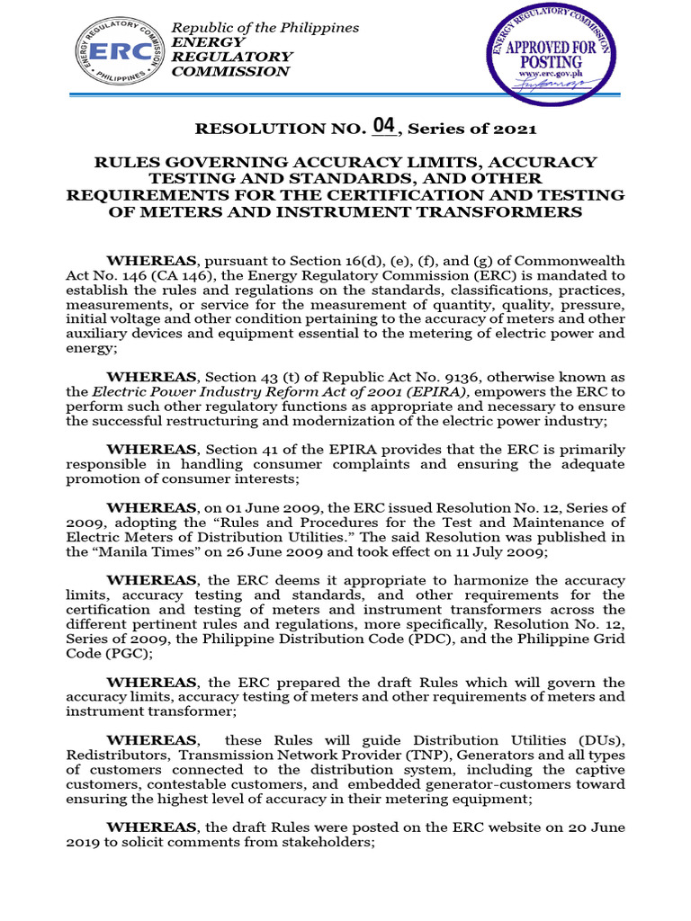 Resolution+No +04,+Series+of+2021+with+Annex+A | PDF | Electrical Grid ...