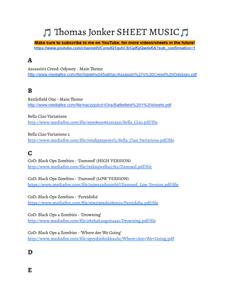 ? Thomas Jonker SHEET MUSIC? | PDF | Travel