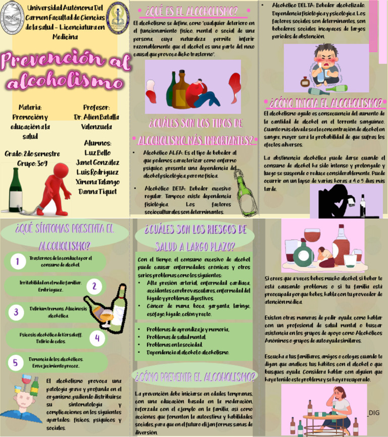 Triptico Alcoholismo | PDF | Alcoholismo | Bebidas alcohólicas