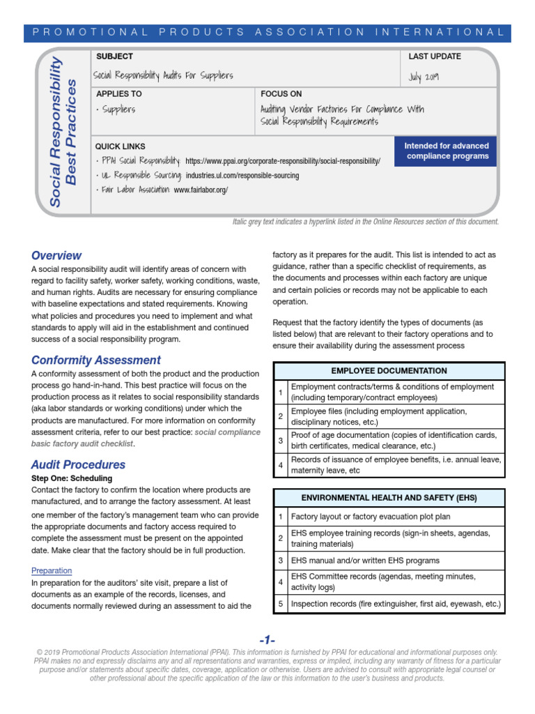 SR BP Audit For Suppliers | PDF | Audit | Occupational Safety And Health