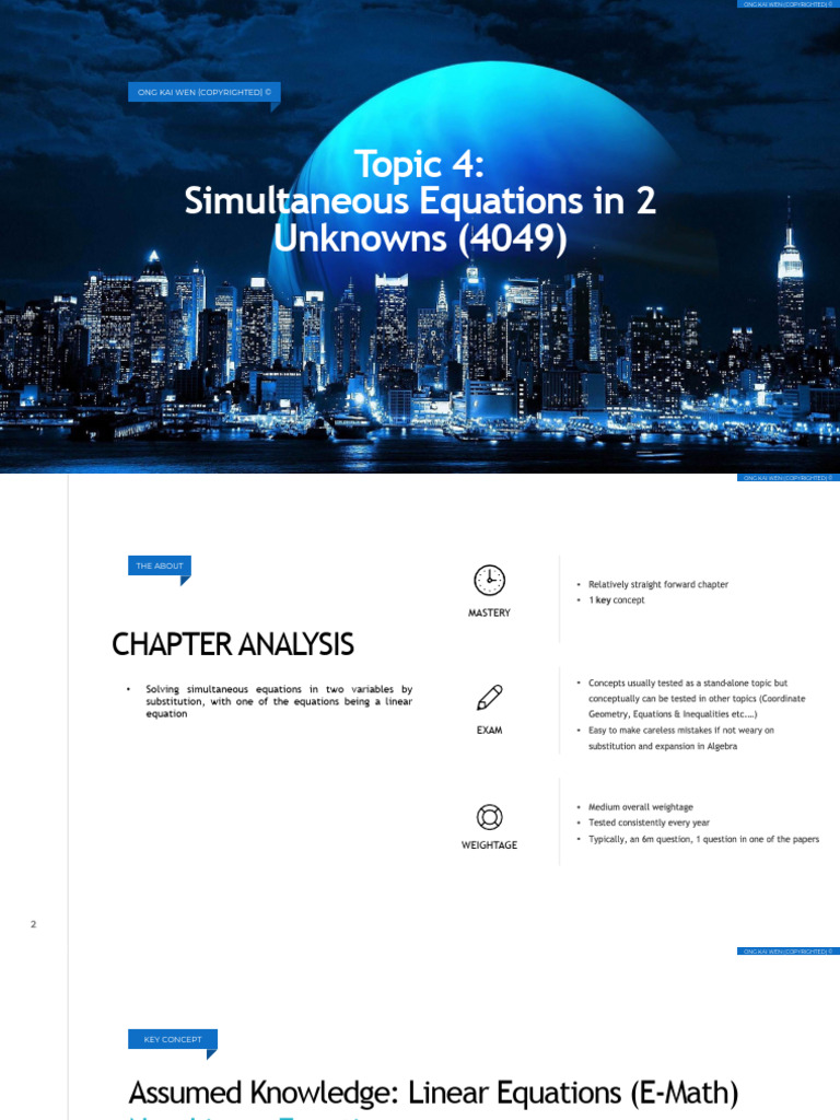 [A-MATH] Chapter 5 - Simultaneous Equations | PDF | Equations | System Of Linear Equations