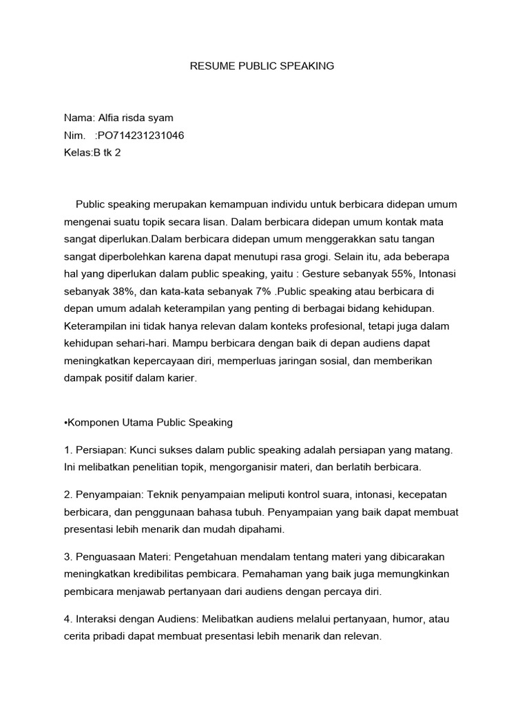 Resume Public Speaking | PDF