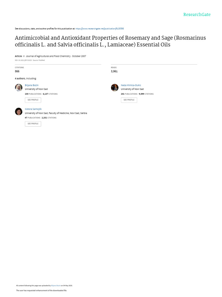 JAFC Rosmarinus | PDF | Antioxidant | Rosemary