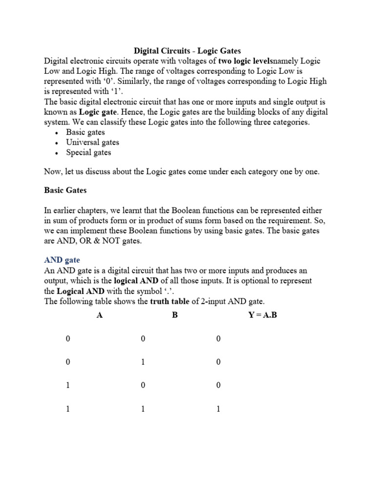 Understanding Logic Gates in Digital Circuits | PDF | Logic Gate ...