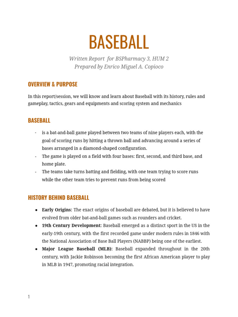 Baseball-Report-Content | Download Free PDF | Baseball Field | Batting ...