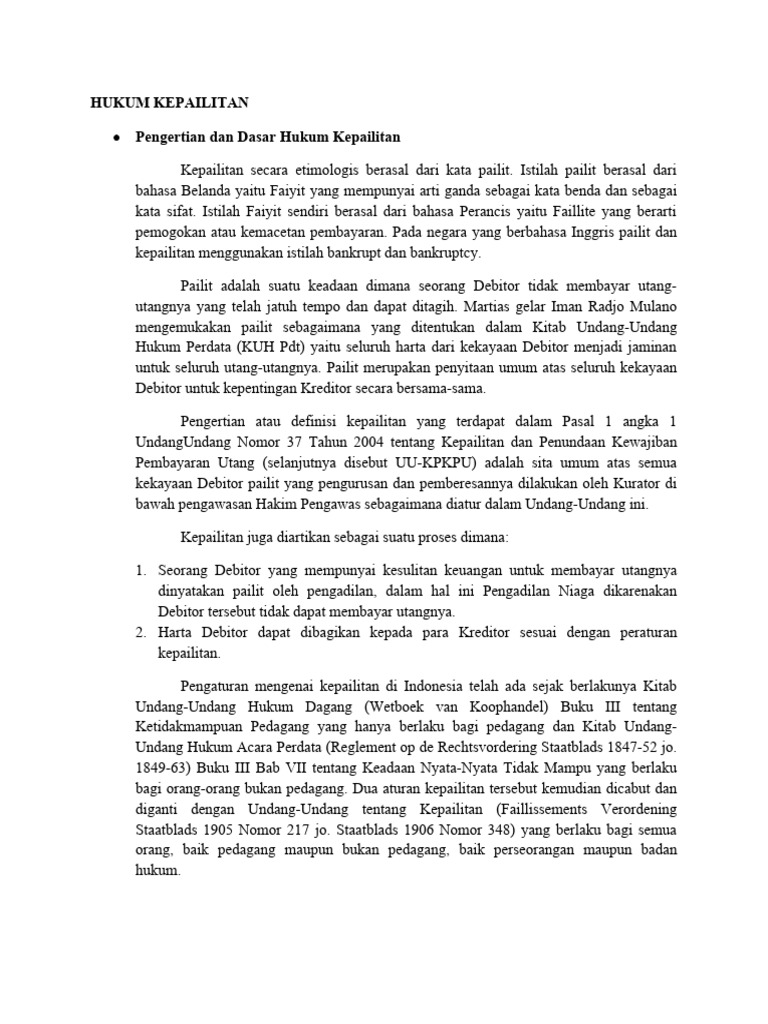 Hukum Kepailitan | PDF | Hukum