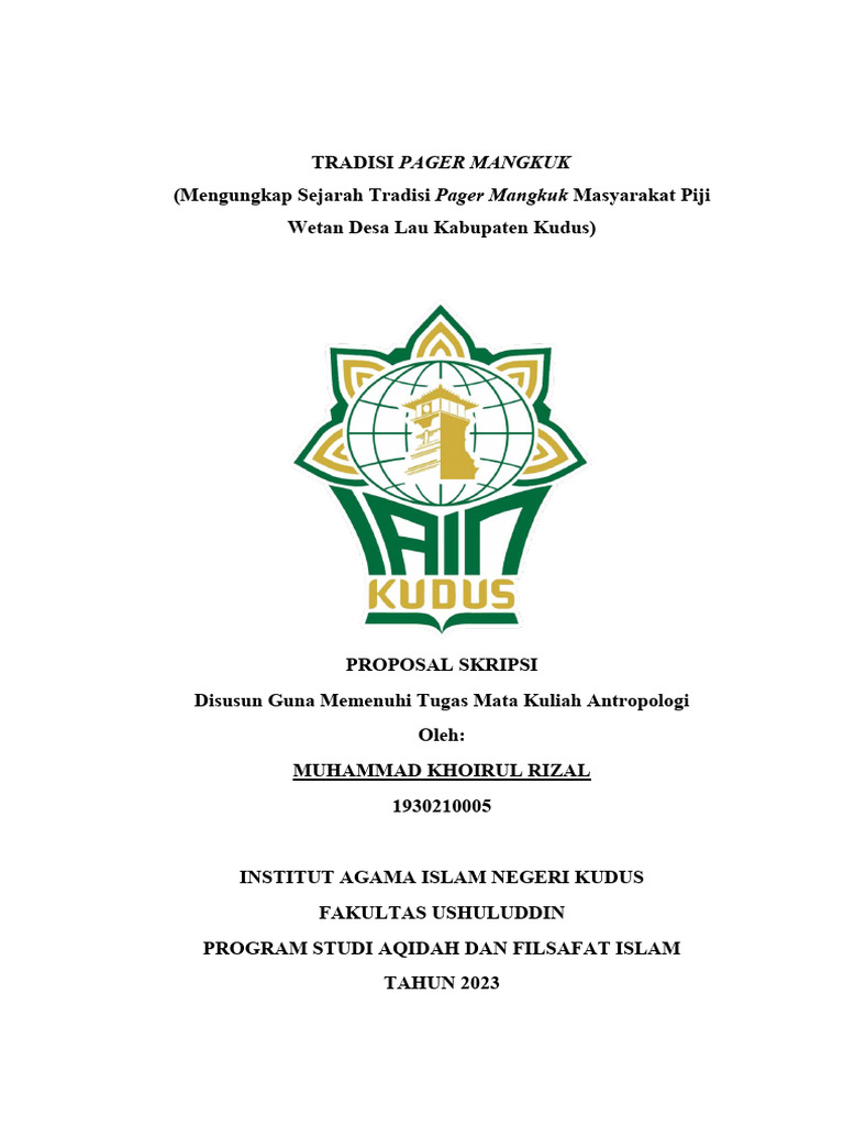 Khoirul Rizal - 1930210005 Proposal Skripsi Antropologi | PDF | Ilmu Sosial | Sejarah