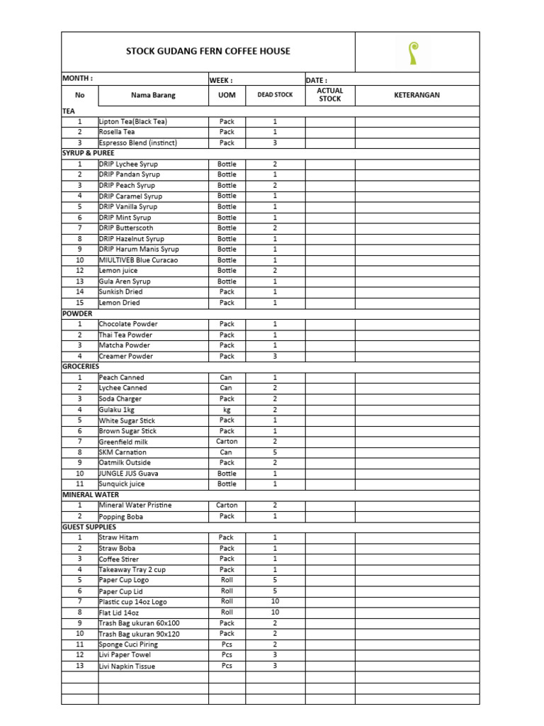 Copy of Inventory Gudang(1) | Download Free PDF | Foods | Hot Drinks