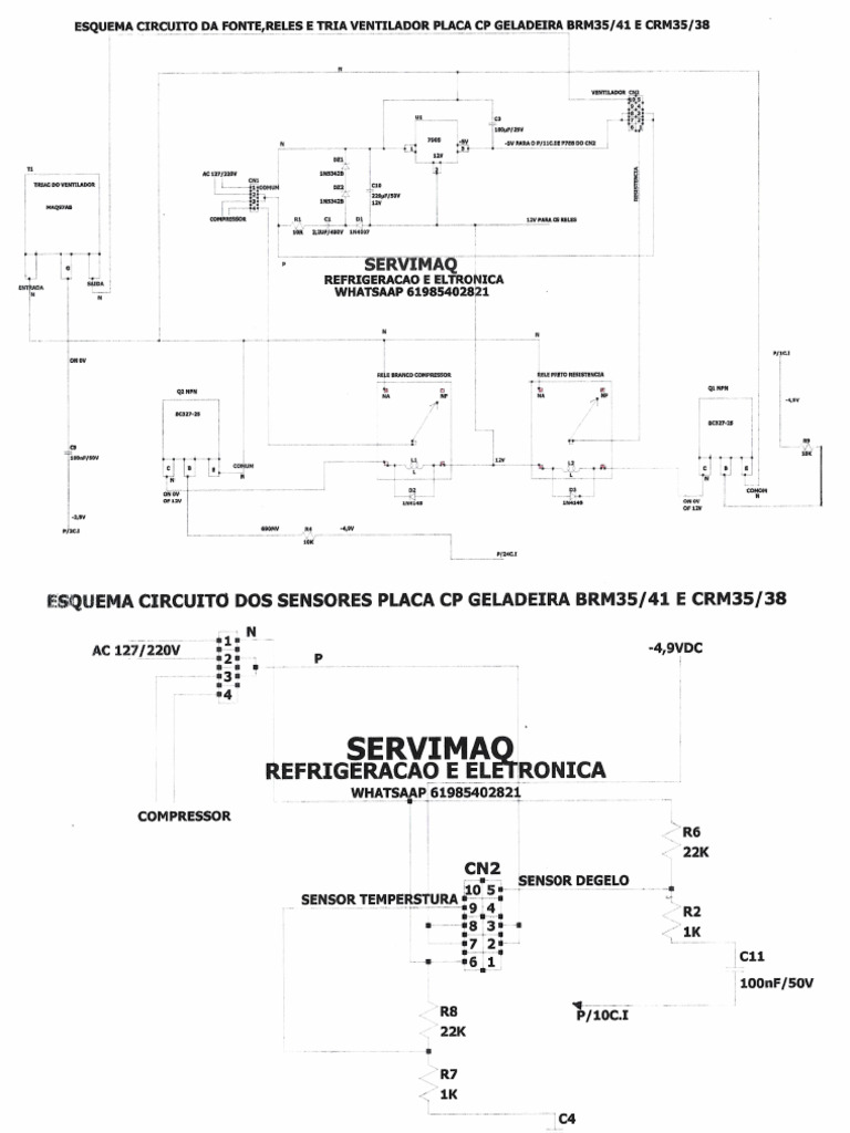 Esquema Placa CP Geladeira brm35.42 e crm35.38 | PDF
