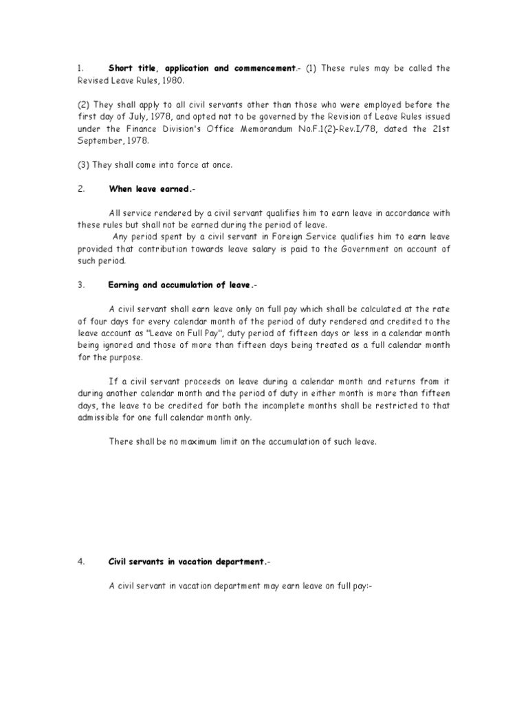 Revised Leave Rules | PDF | Federal Government Of The United States ...