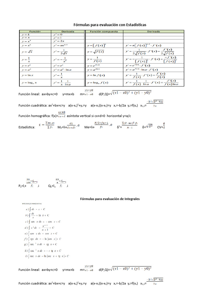 Hoja de Formulas | PDF