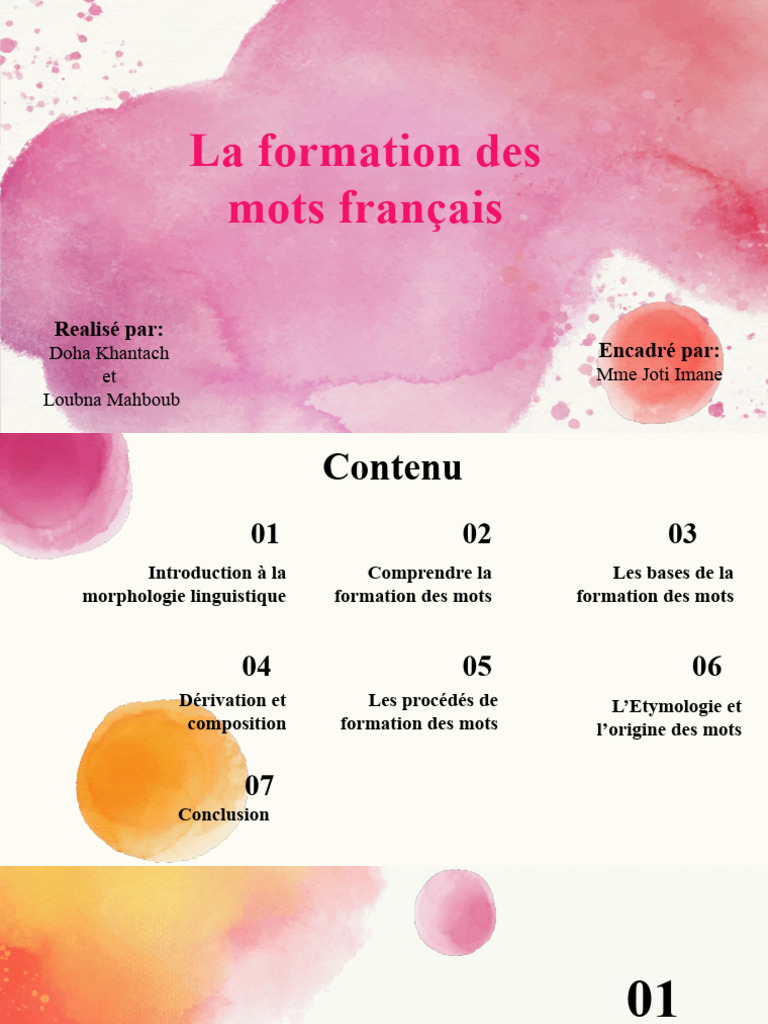 La Formation Des Mots | PDF | Morphologie (linguistique) | Nom (grammaire)