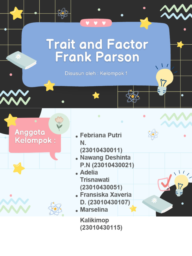 Kelompok 1 - Trait & Factor (Frank Parson) | PDF | Karier & Perkembangan