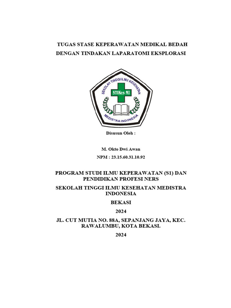 Tugas Stase Keperawatan Medikal Bedah Laparatomi | PDF | Sains & Matematika