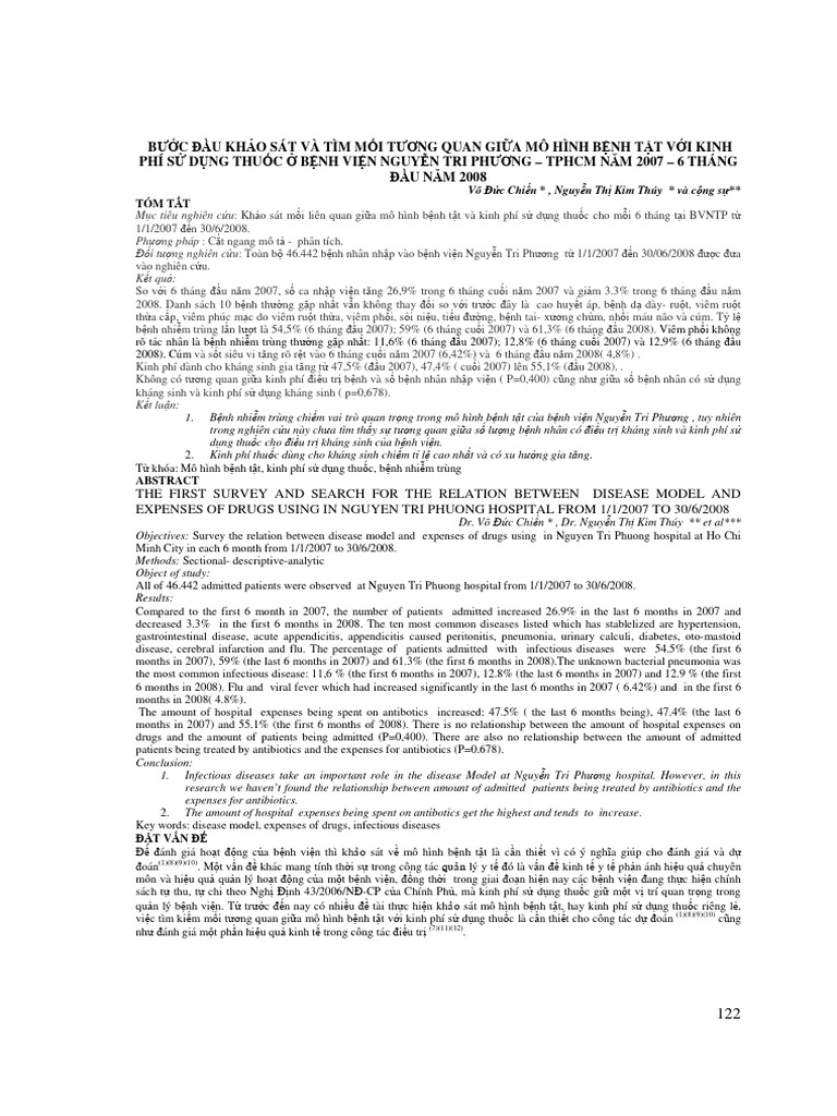 Buoc Dau Khao Sat Va Tim Moi Tuong Quan Giua Mo Hinh Benh Tat Voi Kinh ...