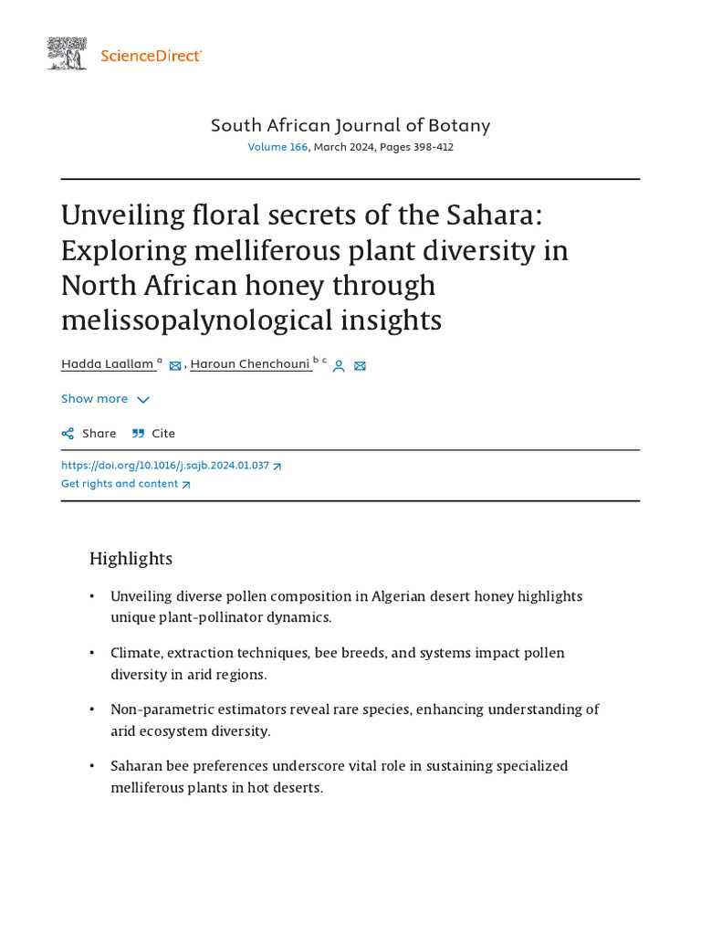 Unveiling floral secrets of the Sahara_ Exploring melliferous plant ...