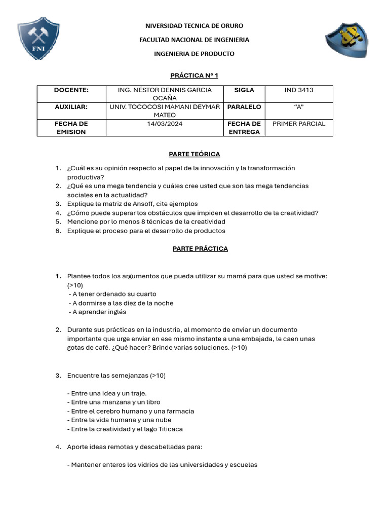 Practica 1 Aux IND3413 | PDF
