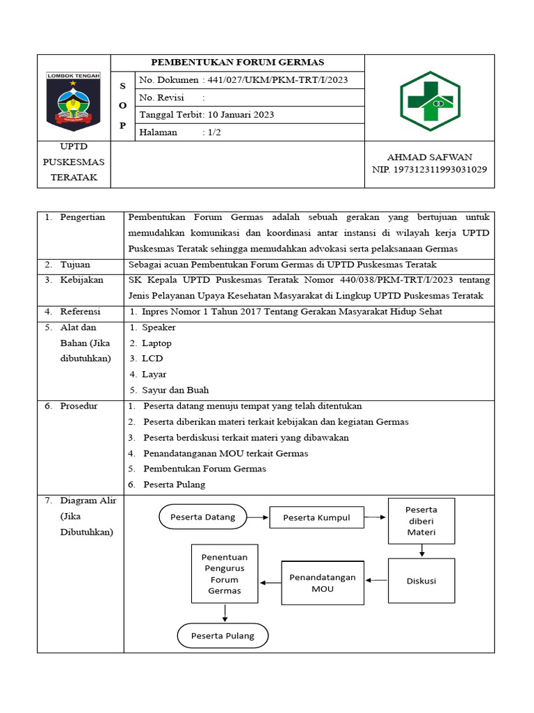 SOP Pembentukan Forum Germas | PDF