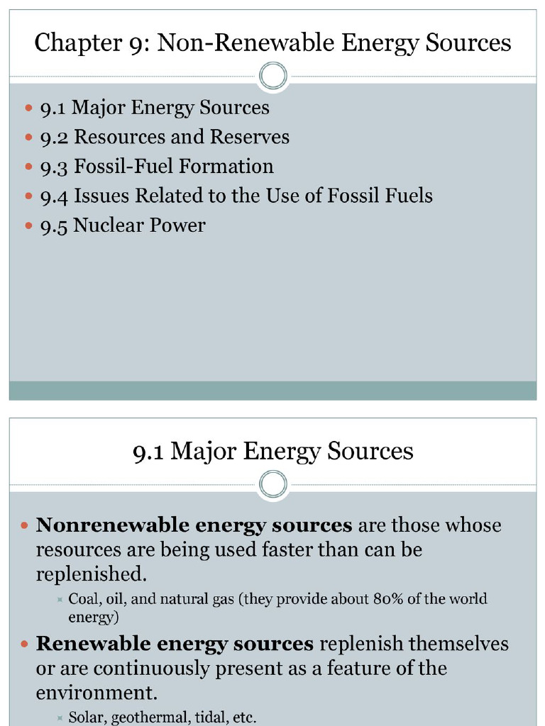 Non Renewable Sources of Energy | PDF