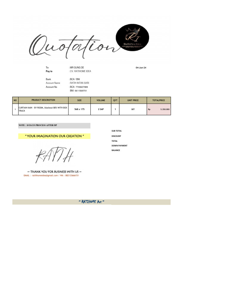 Quotation Gung de For Curtain | PDF