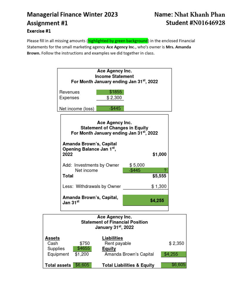 Assignment #1 - Friday Class 2 | PDF | Expense | Debits And Credits