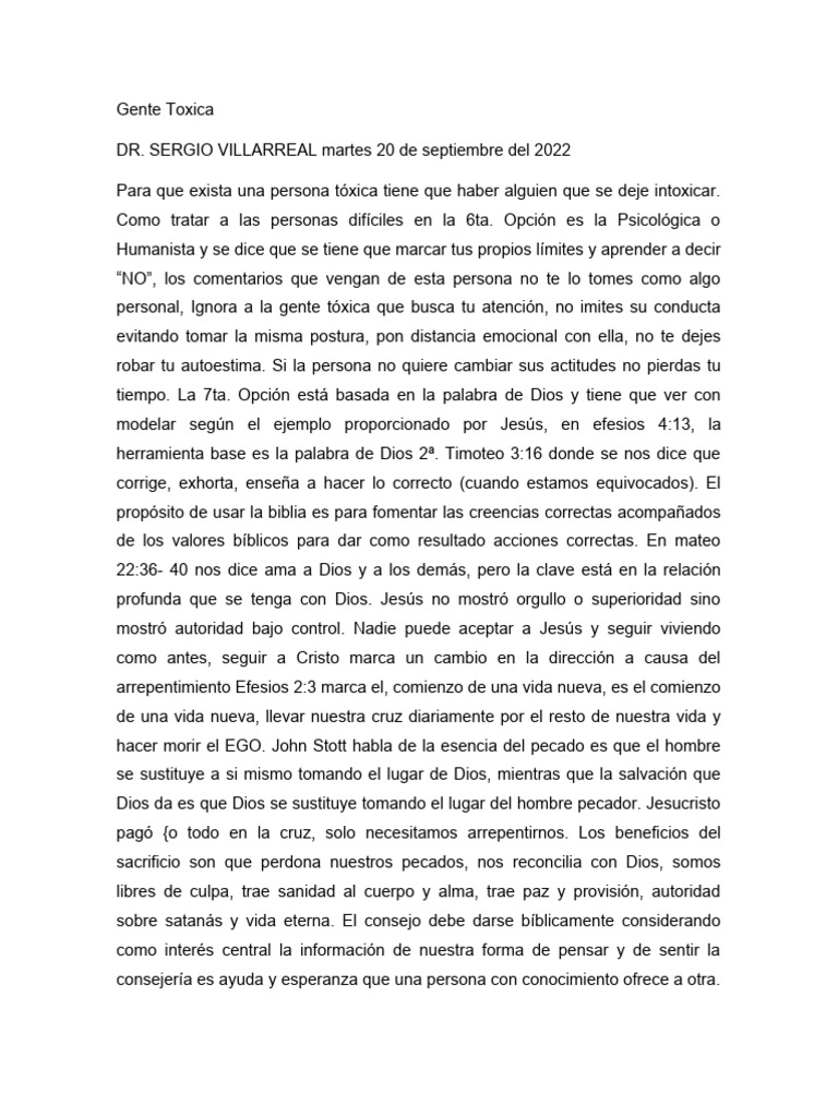 Cómo Manejar Personas Tóxicas | PDF | Pecado | Dios