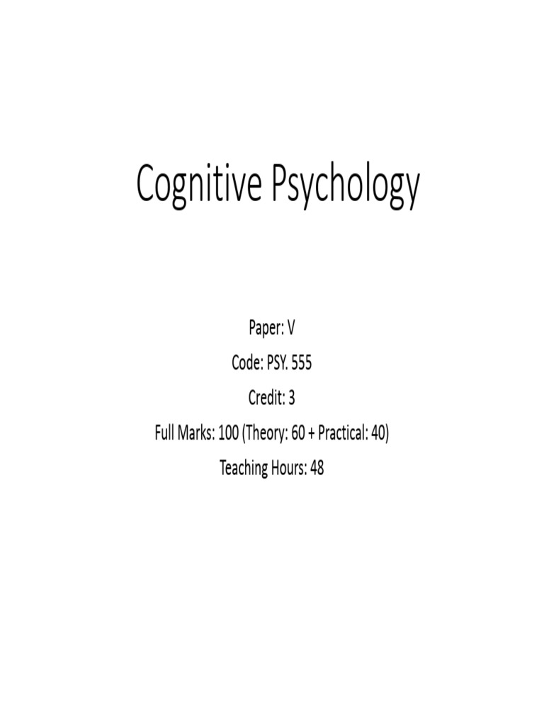 Introduction to Cognitive Psychology | PDF | Cognitive Psychology | Cognition