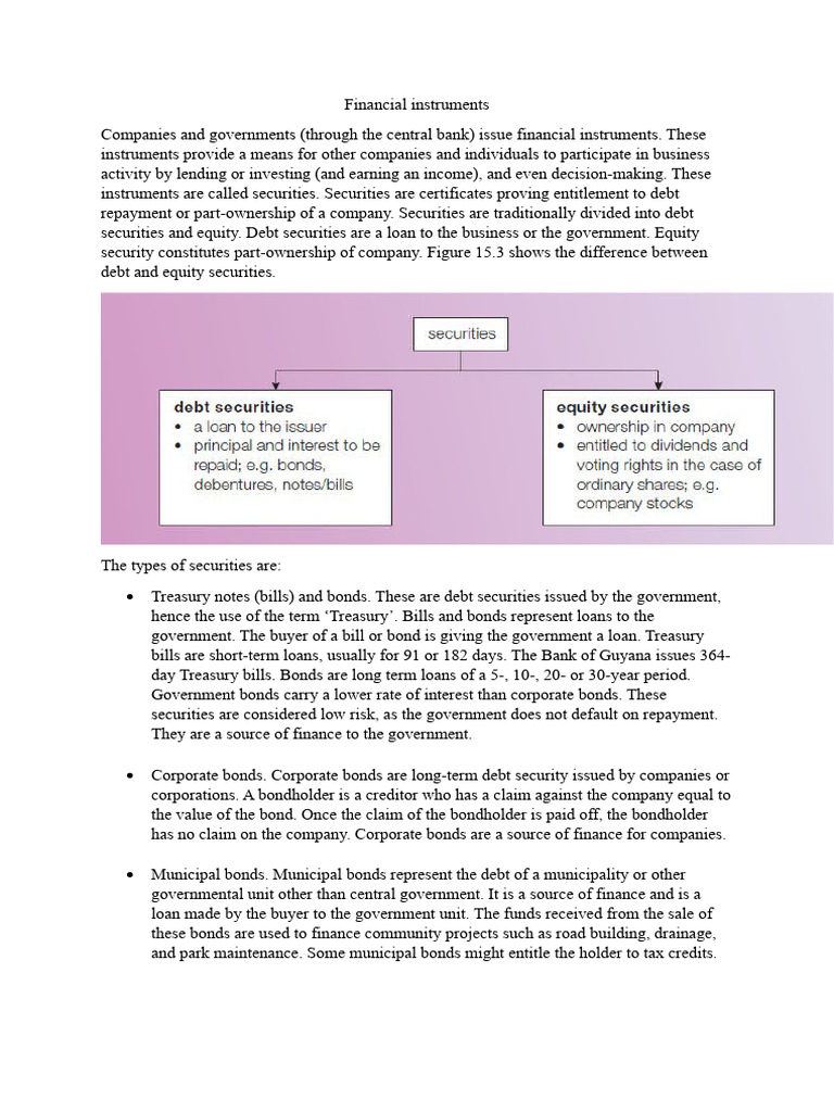 Financial Instruments Pdf Securities Finance Stocks