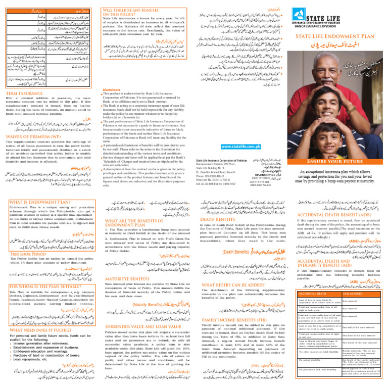 State Life Endowment Plan Overview | PDF | Insurance | Life Insurance