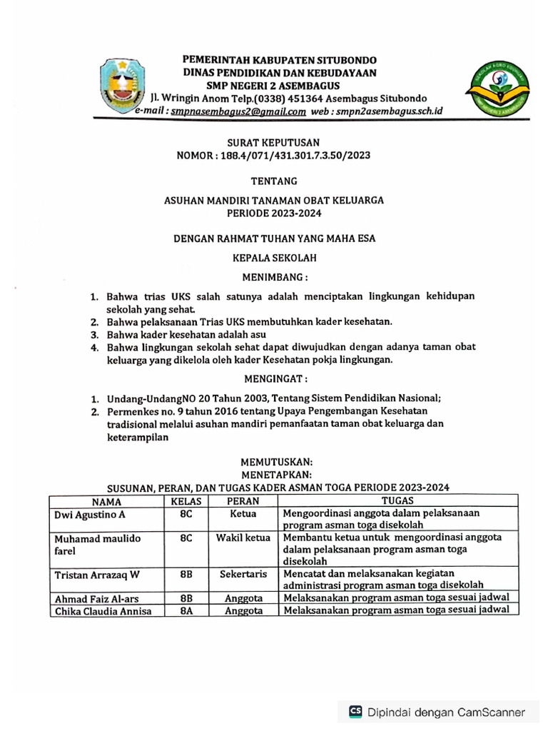 SK Asman Toga Spendagus 2023 | PDF