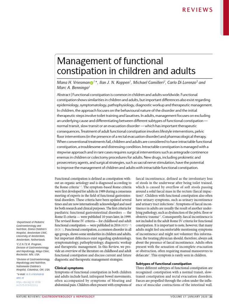 Management of Functional Constipation in Children and Adults | PDF | Constipation | Rectum