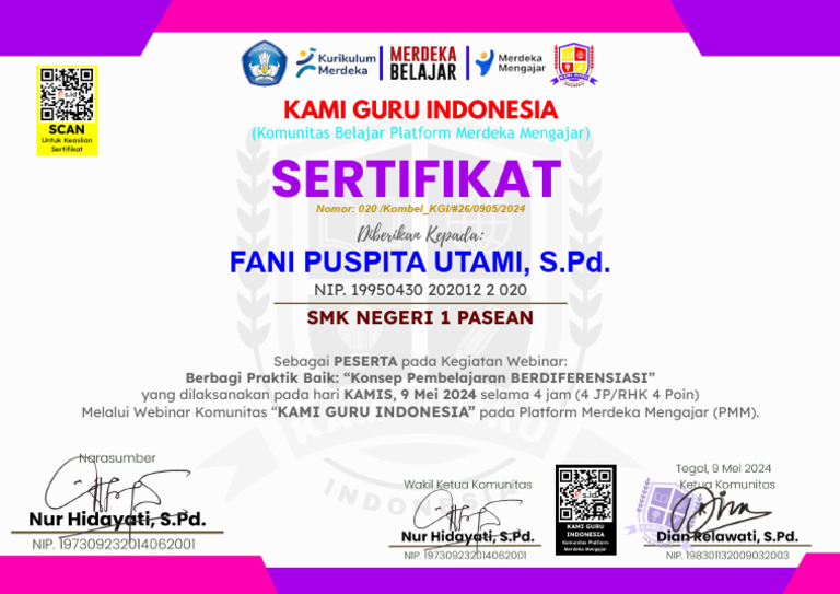FANI PUSPITA UTAMI, S.Pd. - SERTIFIKAT KGI #26 - Berbagi Praktik Baik - Konsep Pembelajaran ...