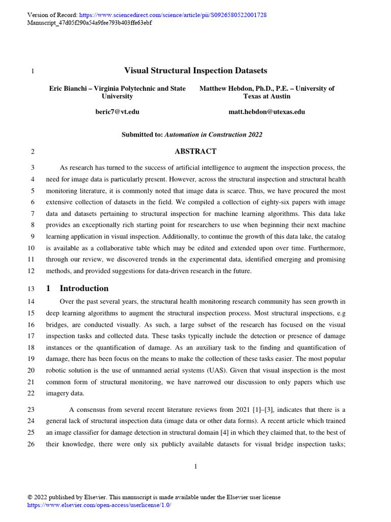 2022 - Visual Structural Inspection Datasets | PDF | Machine Learning | Data